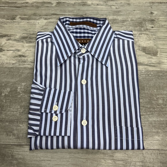 Robert Talbott | Shirts | Robert Talbott Blue Navy Blue Stripe Shirt M ...